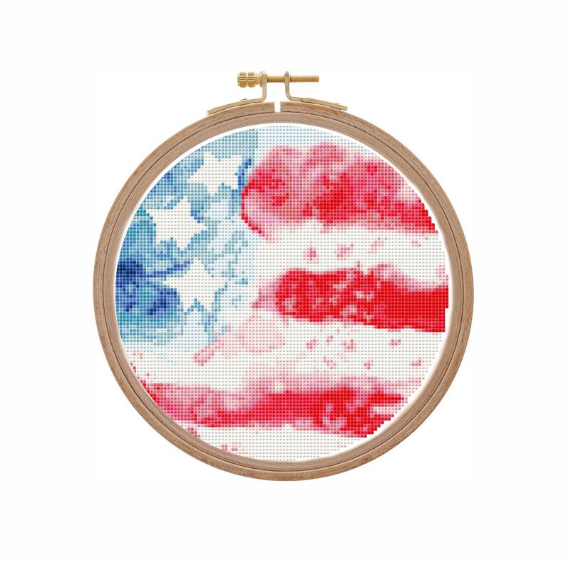 Watercolor Cross Stitch Pattern USA Flag Patriotic Cross - Etsy