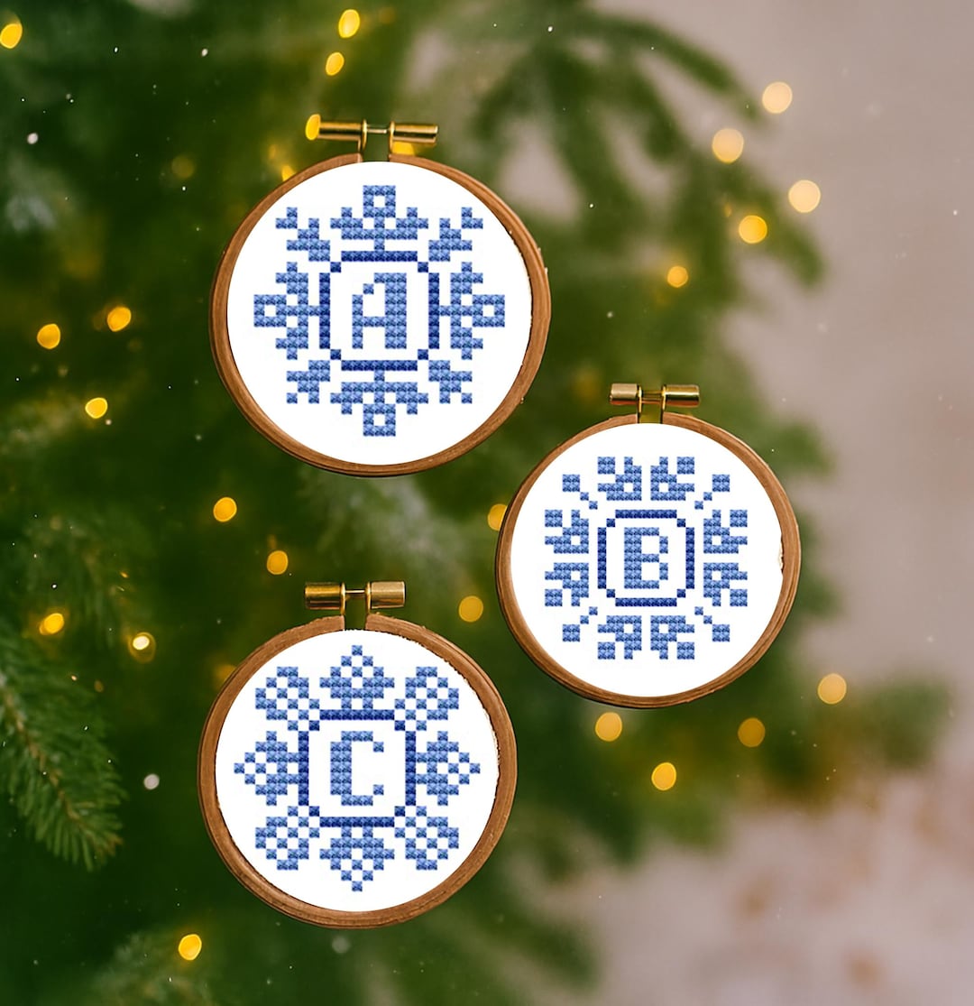Mini Tiny Snowflakes With Letters Cross Stitch Patterns Bundle Small ...