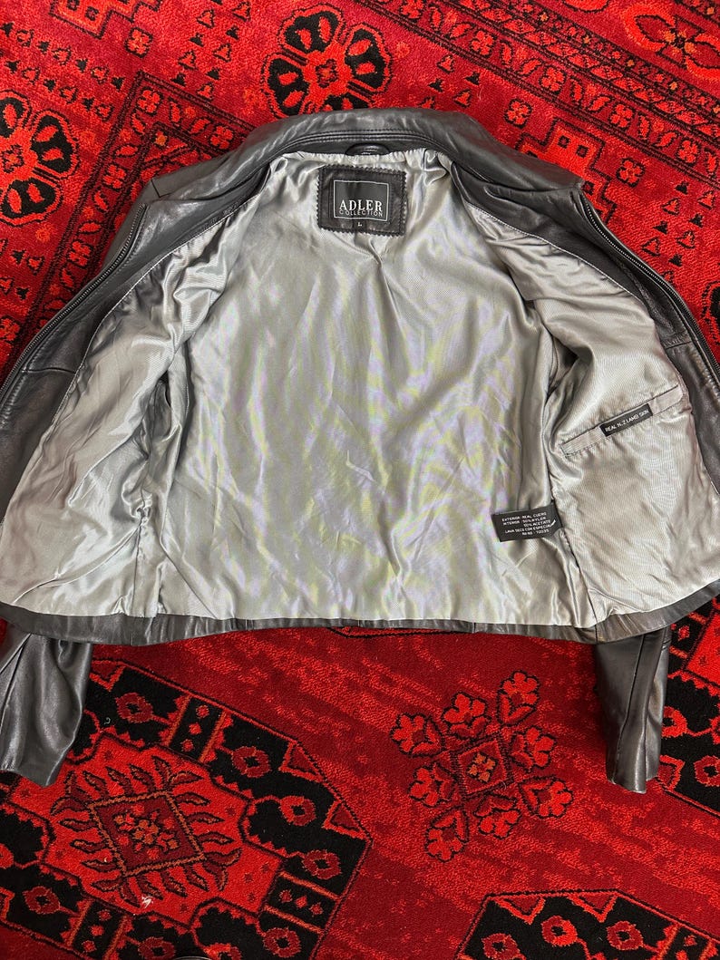 Adler Black Leather Jacket Vintage 90s - Etsy