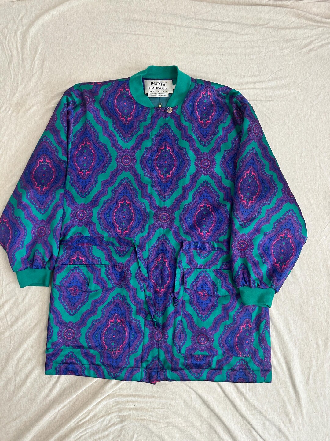 1990s or Late 80s Vintage Ports Trademark Designs Paisley Anorak Jacket ...