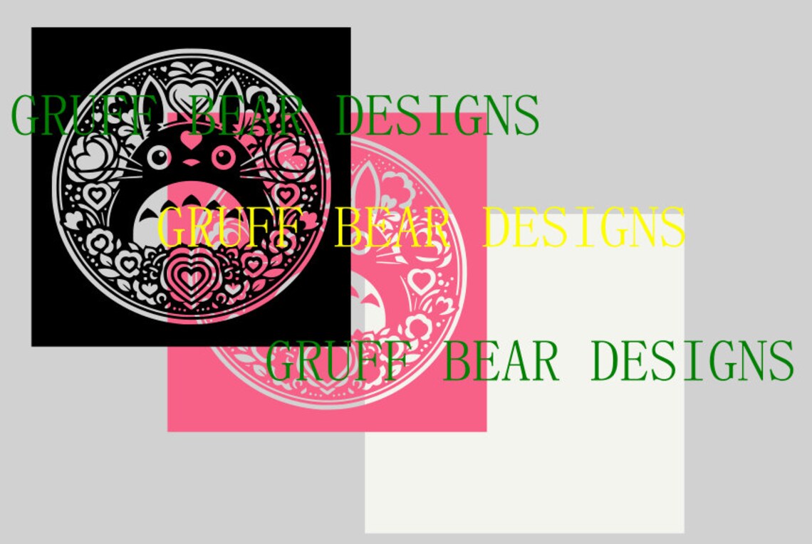 Totoro Valentine's Day Layered SVG File Hearts Flowers Chibi Japanime ...