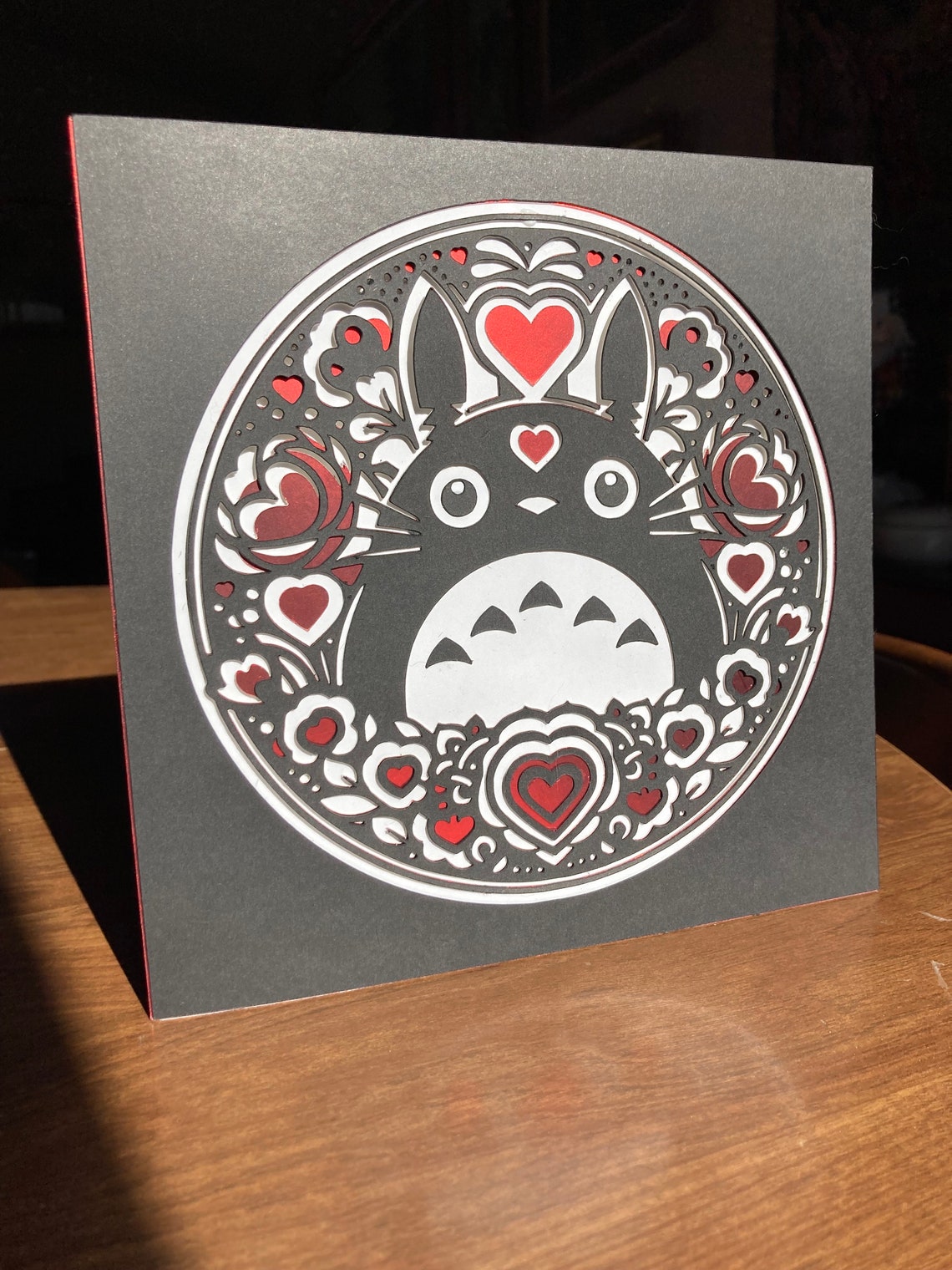 Totoro Valentine's Day Layered SVG File Hearts Flowers Chibi Japanime ...