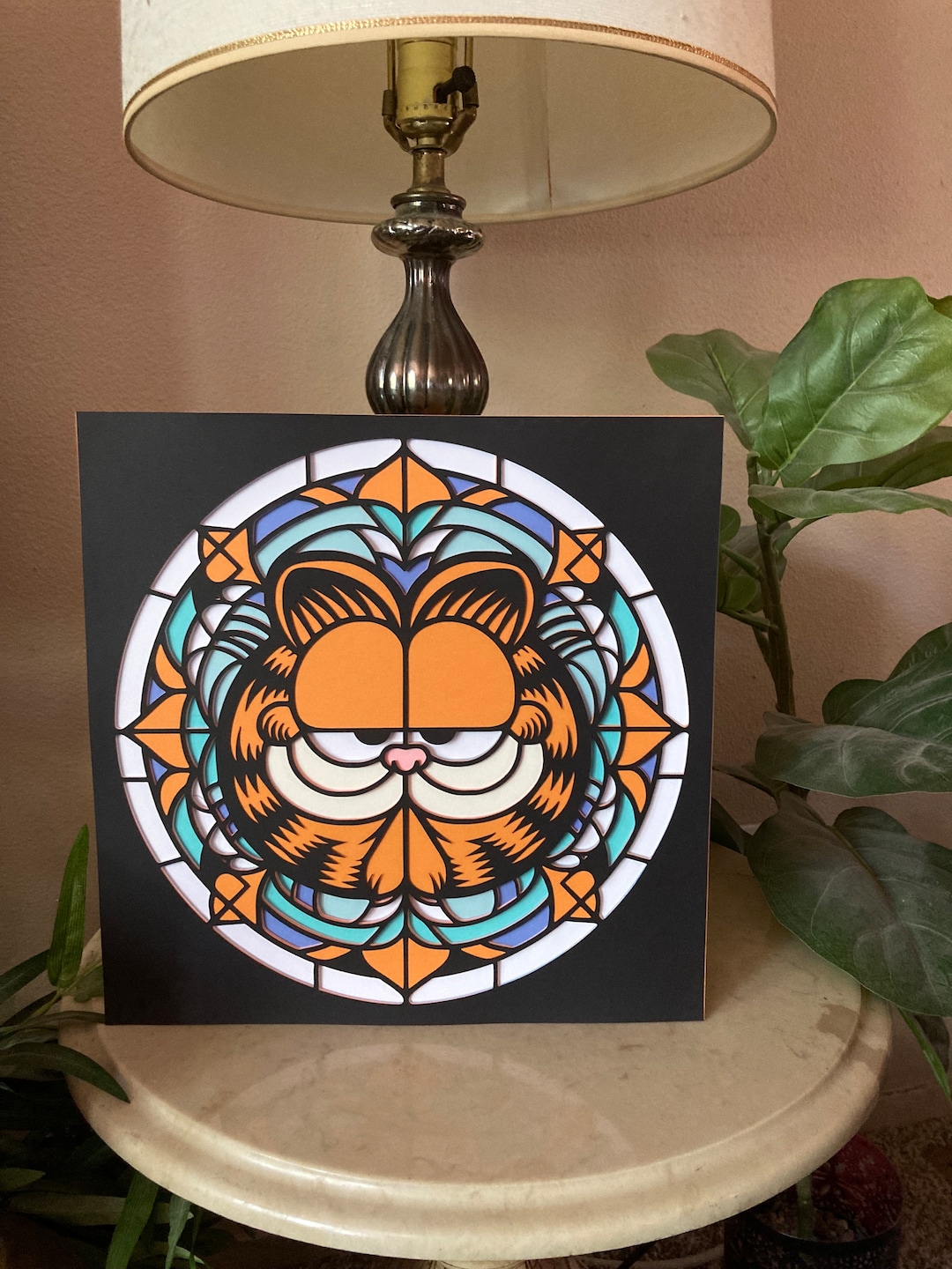 Garfield Stained Glass Design SVG Cutting File 80's Comic Style Cricut ...