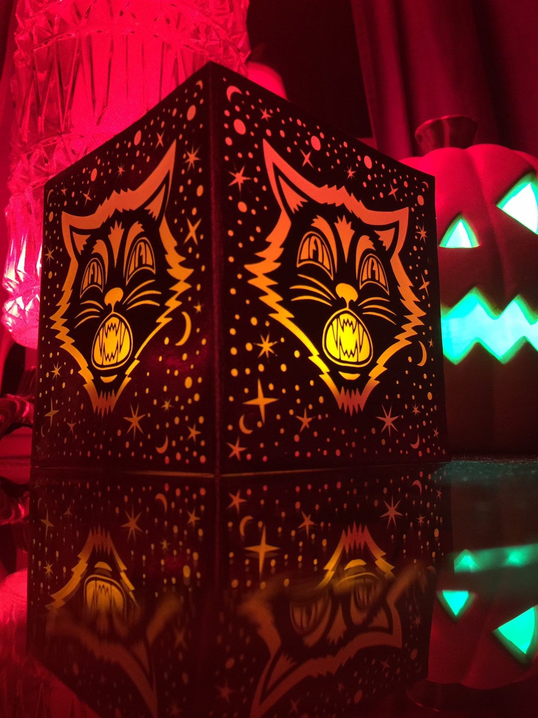 Retro Vintage Halloween Black Cat Inspired Paper Lantern Single and ...