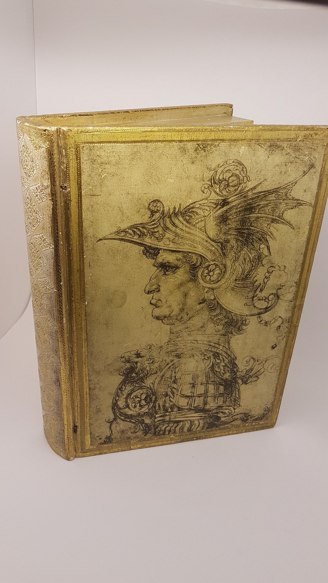 VTG Ancient Captain by Leonardo Da Vinci Painting Wood Storage Book ...