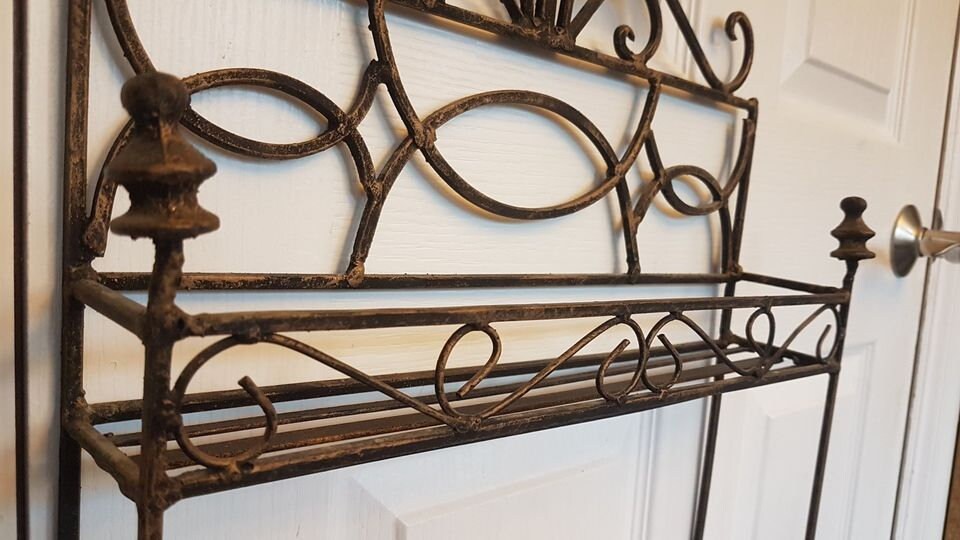 VTG Wrought Iron Wall Rack 2-tier Shelf for Spices or Nick-knacks ...