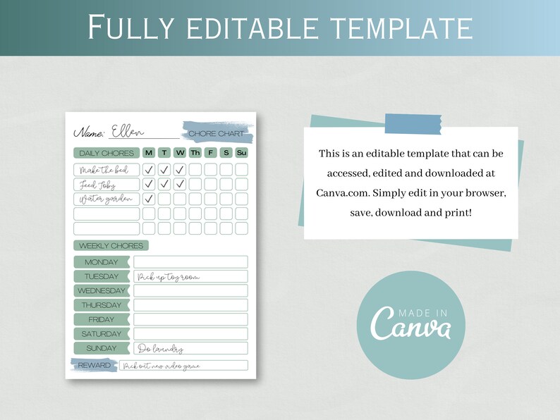 Minimalist Chore Chart Download, Instant Download, Printable Chart ...