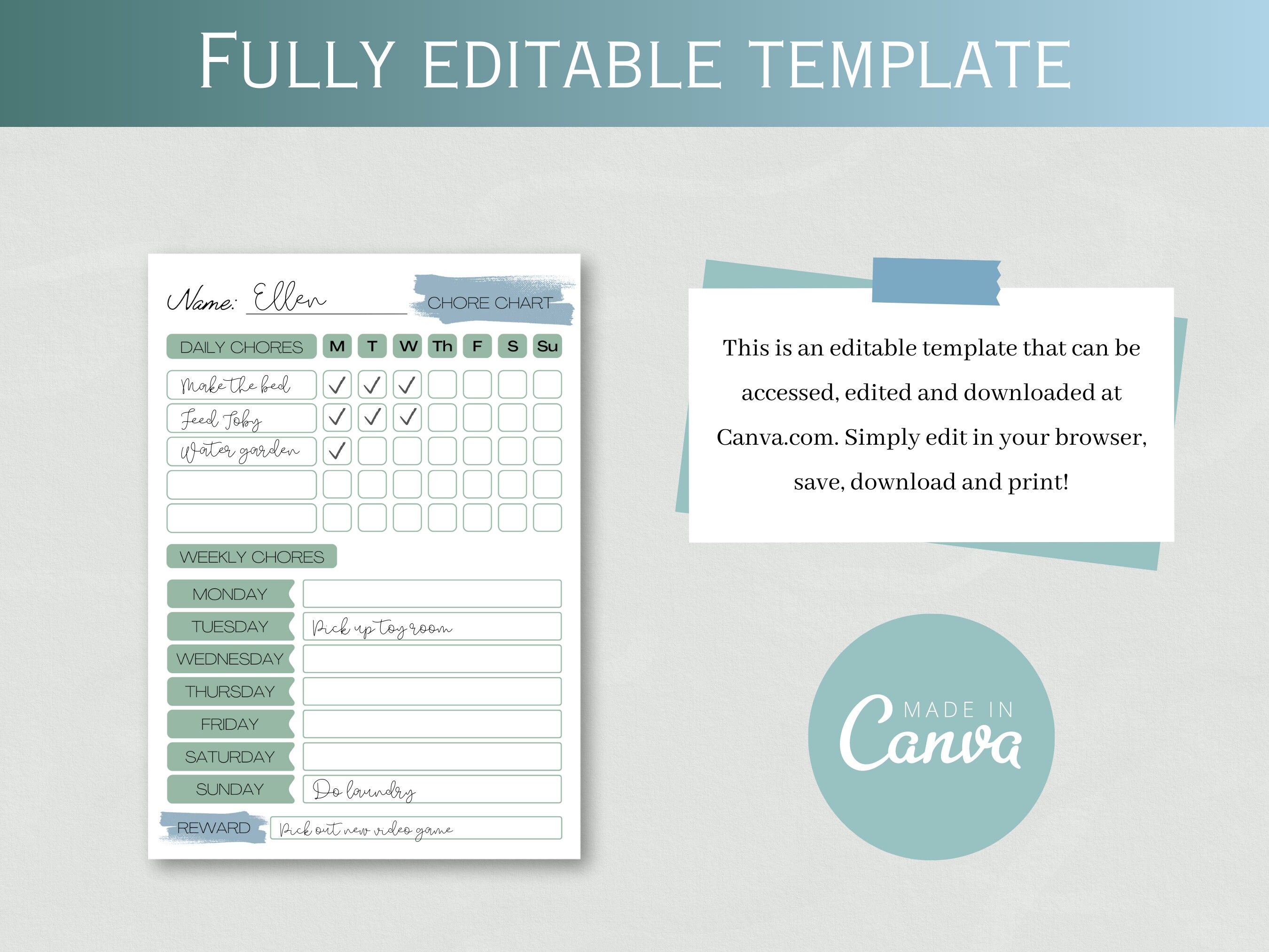 Minimalist Chore Chart Download, Instant Download, Printable Chart ...