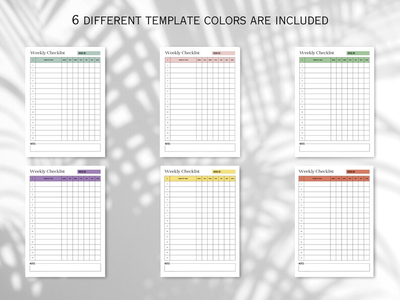Weekly Checklist Template | Checklist Template | Daily Weekly Planner ...