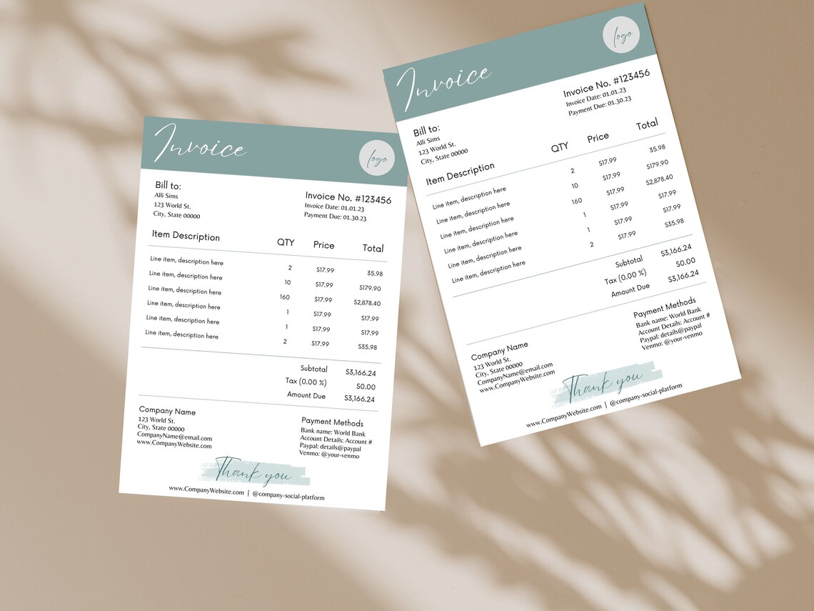 Minimalist Invoice Template | Printable Invoice Template | Small ...