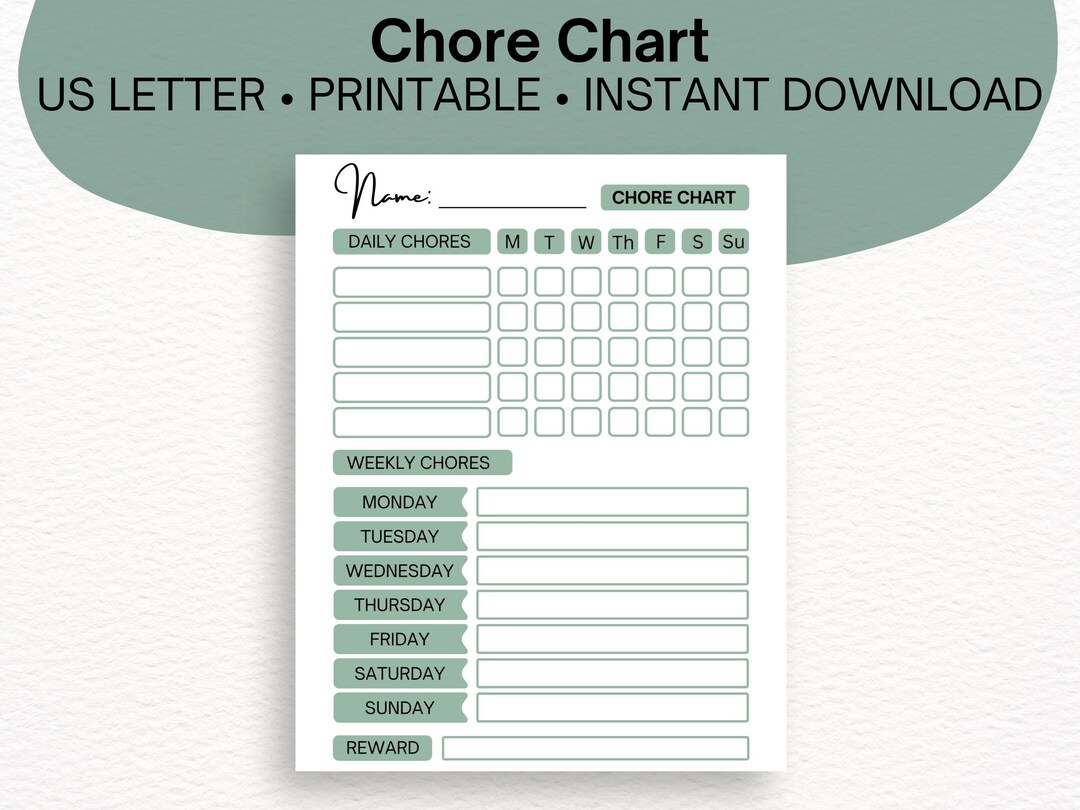 Minimalist Chore Chart Download Instant Download Printable - Etsy