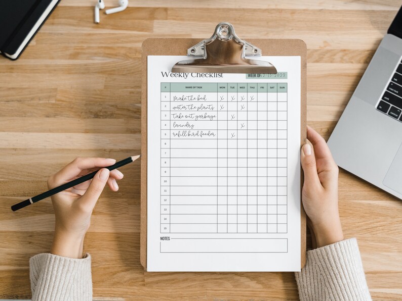 Weekly Checklist Template | Checklist Template | Daily Weekly Planner ...