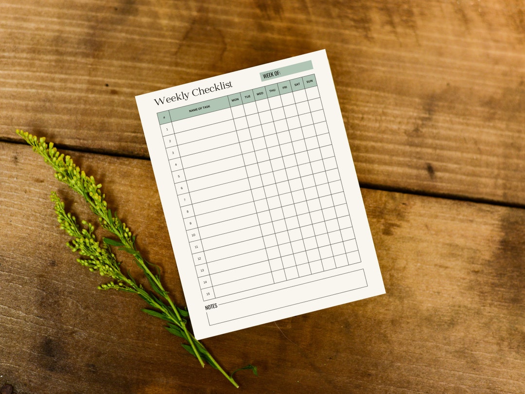 Weekly Checklist Template | Checklist Template | Daily Weekly Planner ...