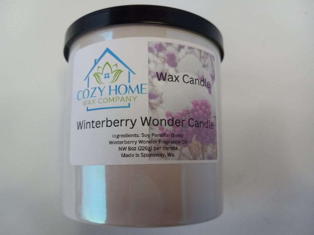 Winterberry Wonder Candle 8oz Aroma Home Designer Scent Glass Jar With ...