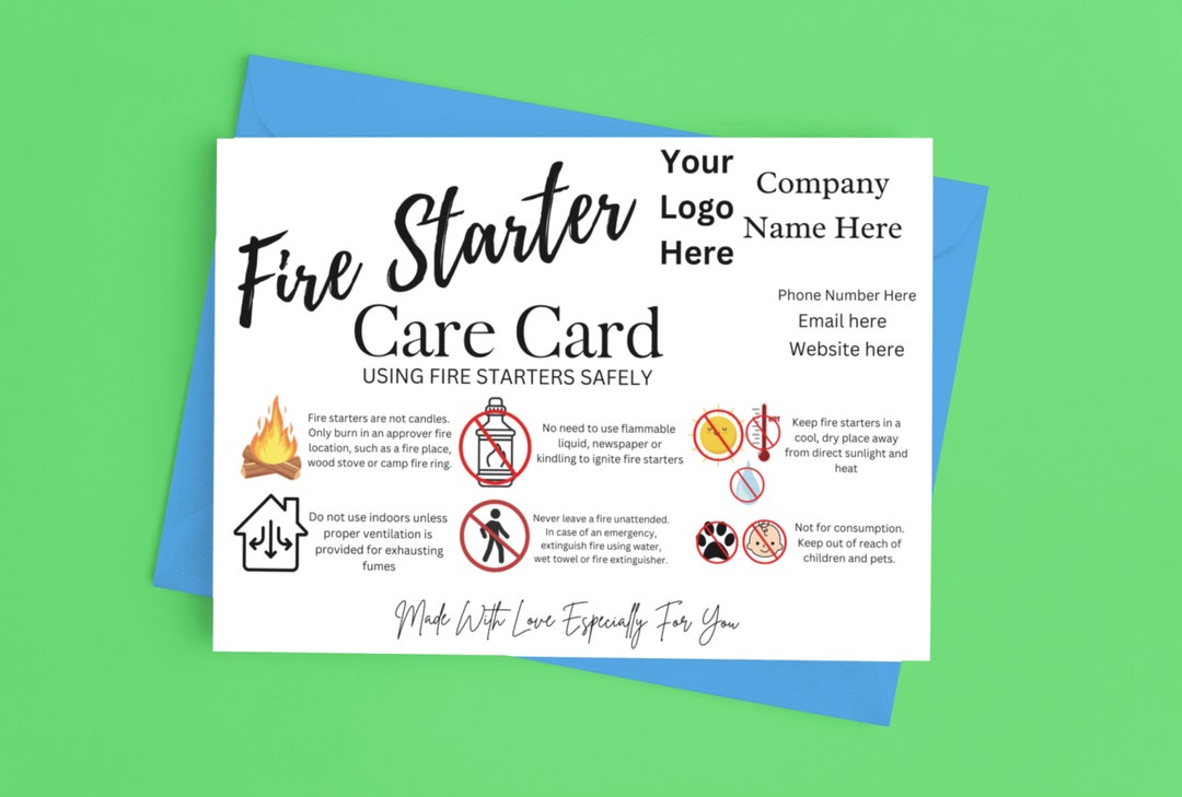 Editable Fire Starter Care Card Template Digital Download Edit in Canva ...