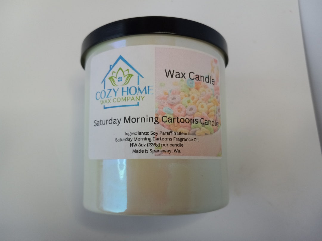 Saturday Morning Cartoons Candle 8oz Fruit Loops Aroma Home Scent Glass ...
