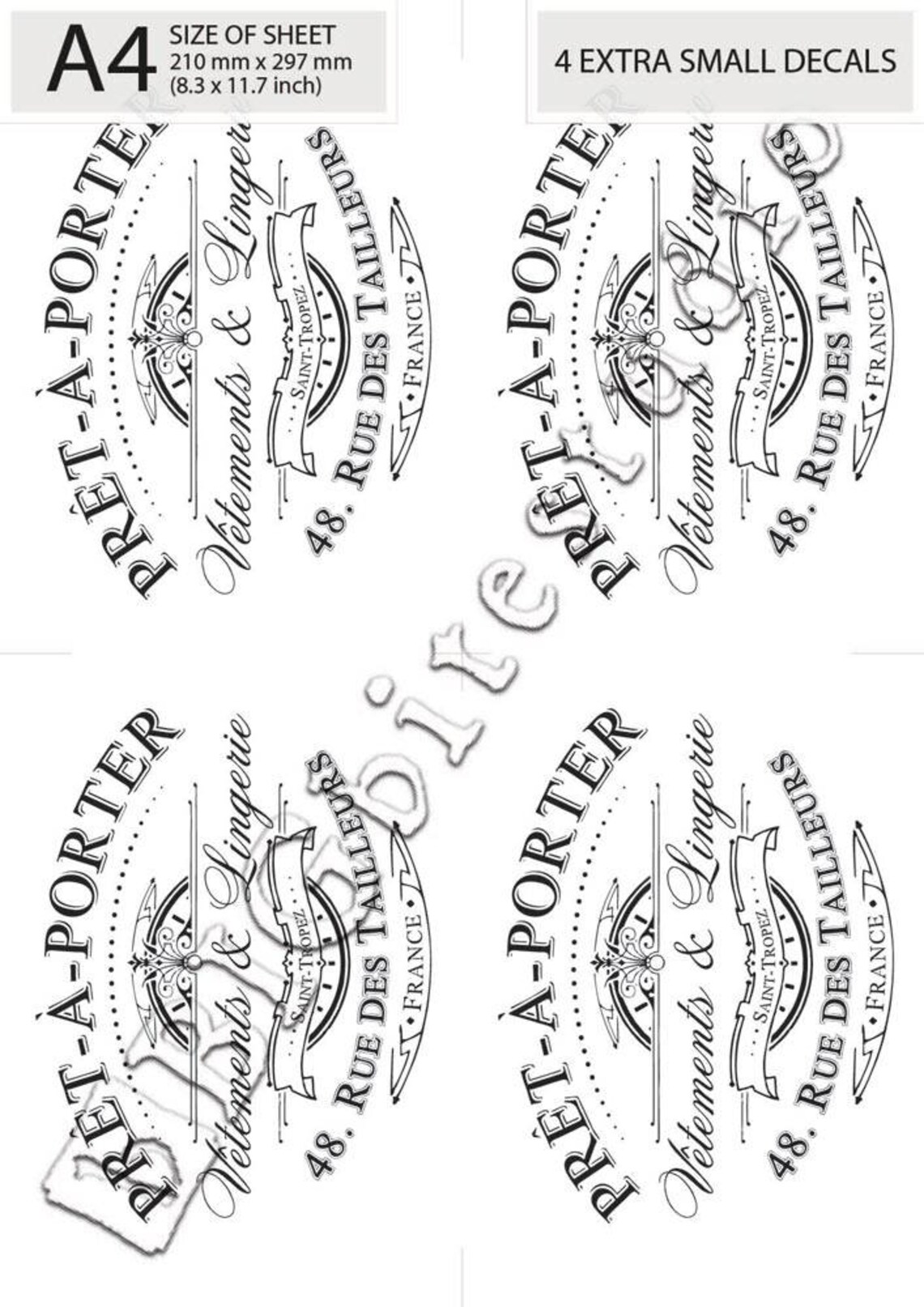 Water Decal Print Transfer to Furniture Wood or Paper | Etsy