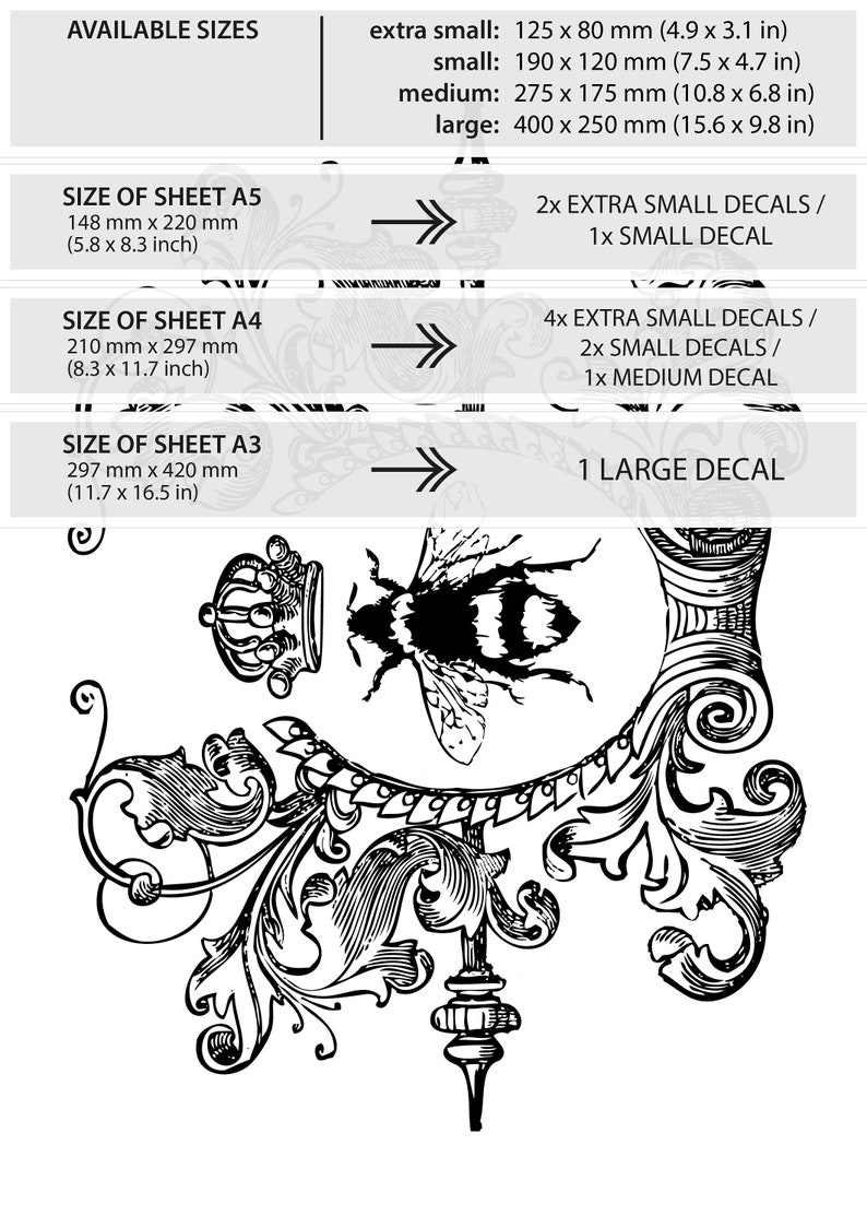 Water Decal Print Transfer to Furniture Wood or Paper | Etsy