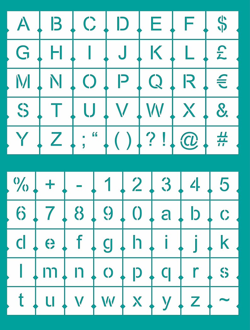 ARIAL Stenciled Letters: Lowercase and UPPERCASE Font Alphabet | Etsy