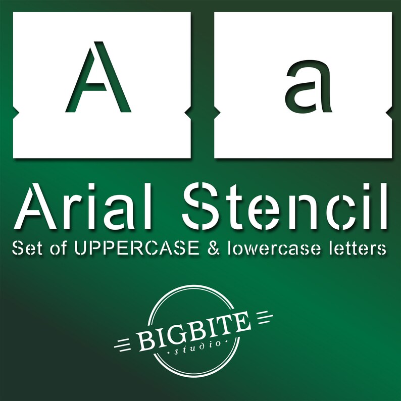ARIAL Stenciled Letters: Lowercase and UPPERCASE Font Alphabet | Etsy