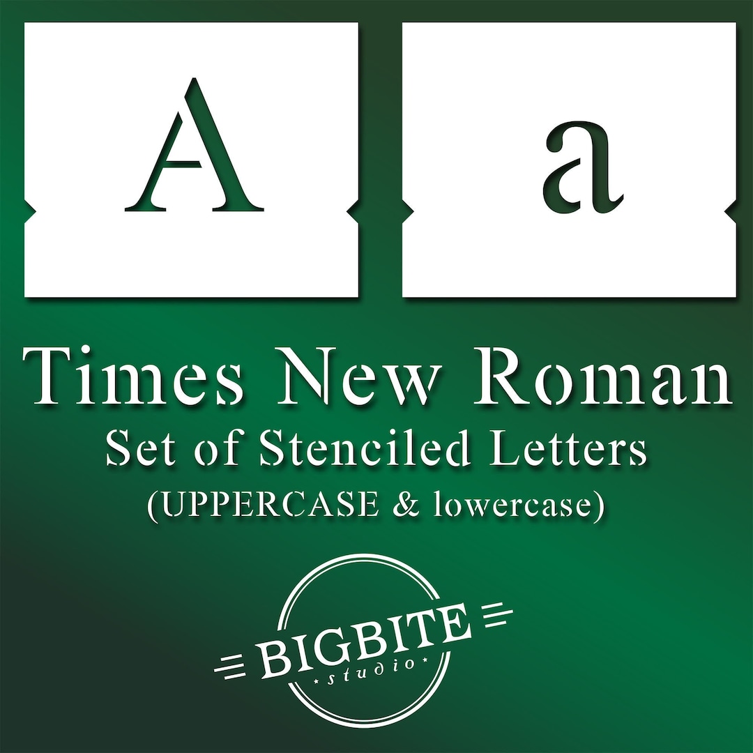Times New Roman Stenciled Letters: Lowercase and UPPERCASE Font ...