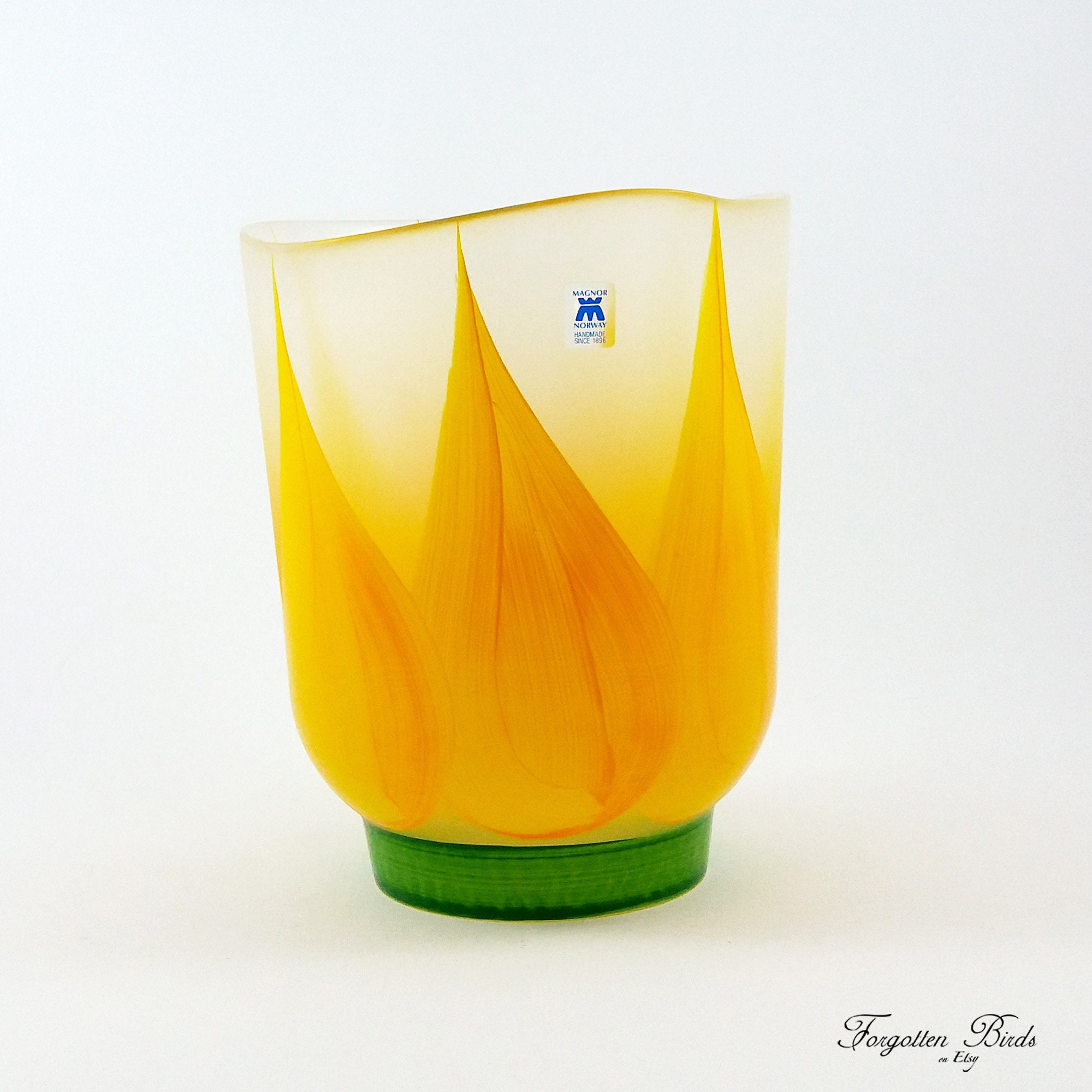 Vintage Magnor Norway Art Glass Vase / Large Norwegian Hand | Etsy