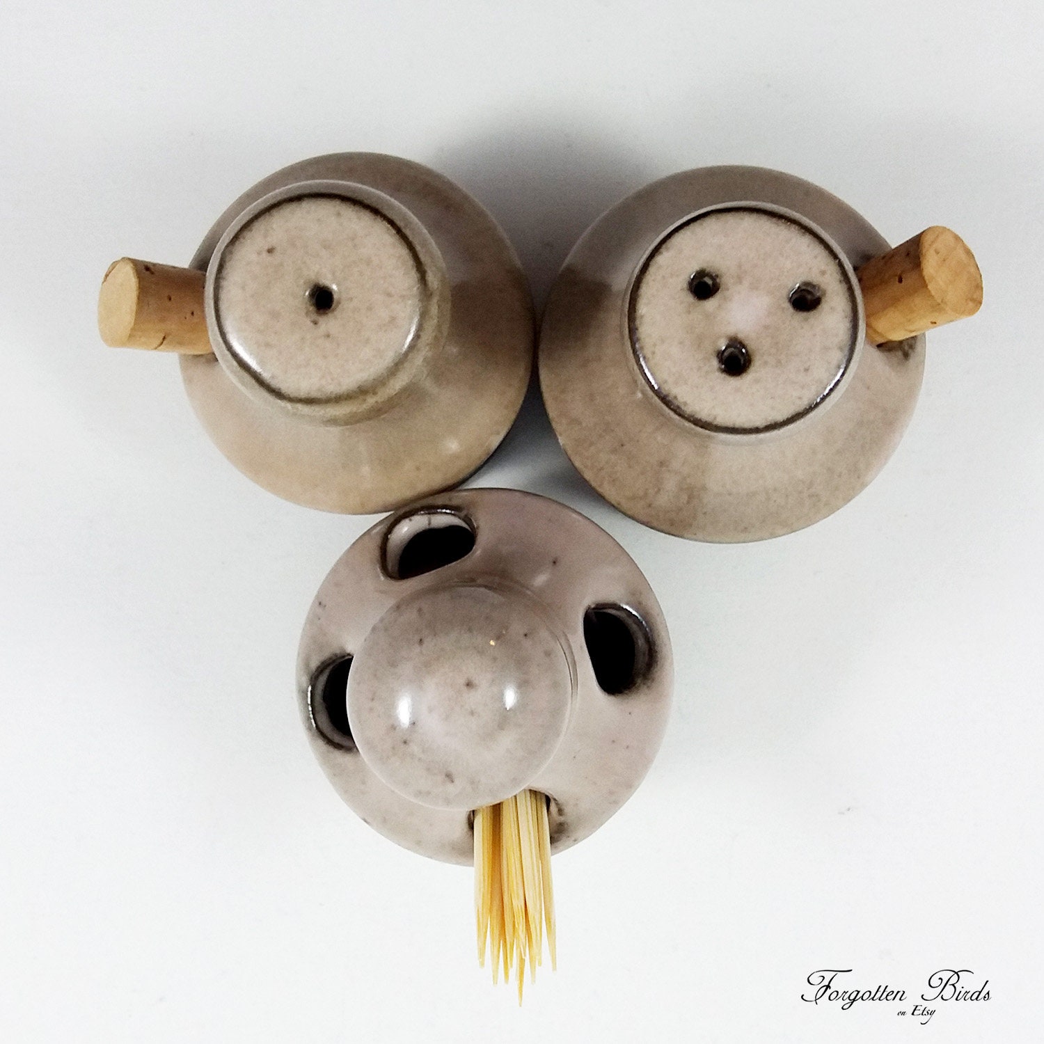 Ulla Lonow Danish Studio Pottery Salt and Pepper Shaker & Toothpick ...