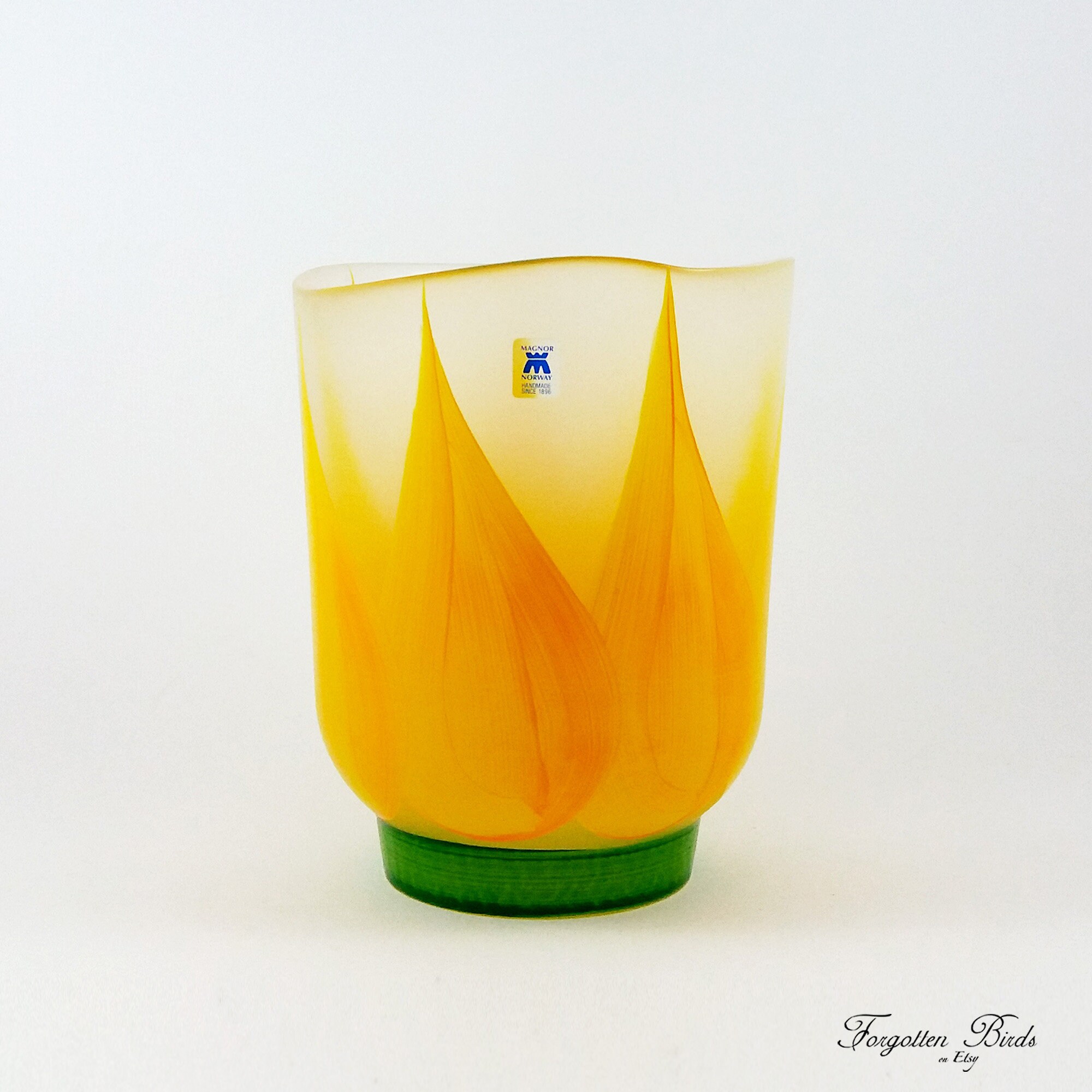 Vintage Magnor Norway Art Glass Vase / Large Norwegian Hand | Etsy