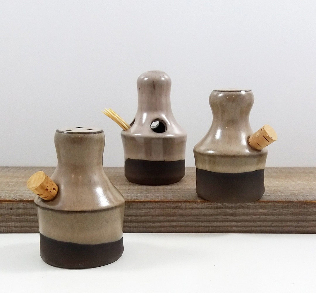 Ulla Lonow Danish Studio Pottery Salt and Pepper Shaker & Toothpick ...