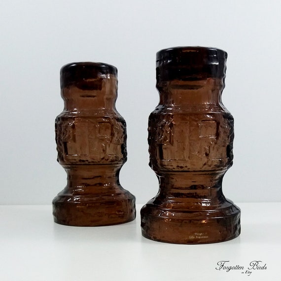 Set of 2 Ruda Glasbruk Art Glass Candle Holders by Göte | Etsy