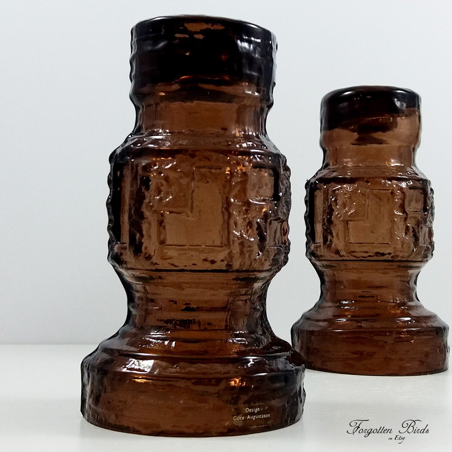 Set of 2 Ruda Glasbruk Art Glass Candle Holders by Göte | Etsy