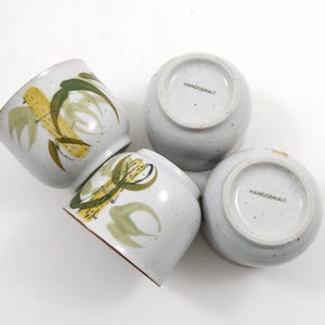 Set of 4 Vintage Handleless Tea Cups / Small Speckled Stoneware Bowls ...