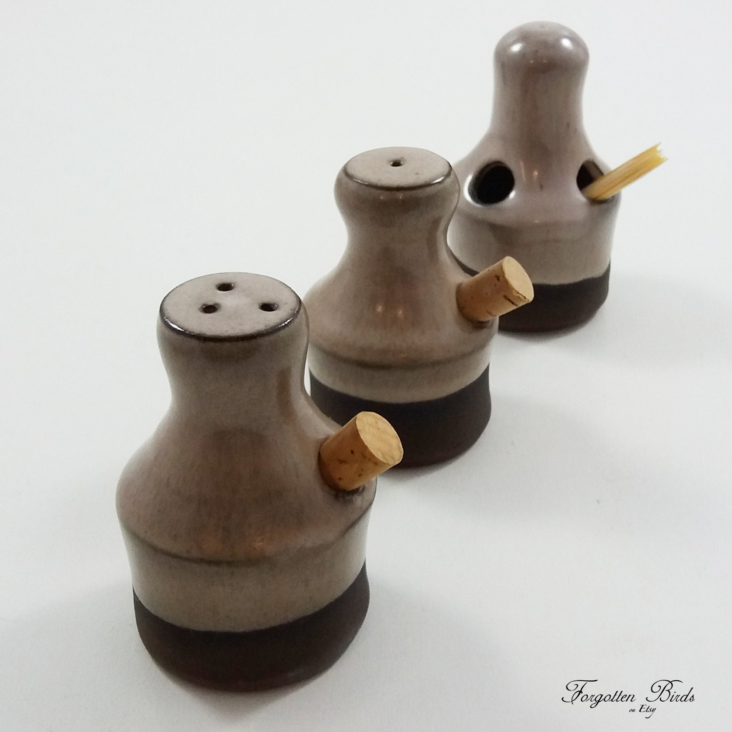 Ulla Lonow Danish Studio Pottery Salt and Pepper Shaker & Toothpick ...