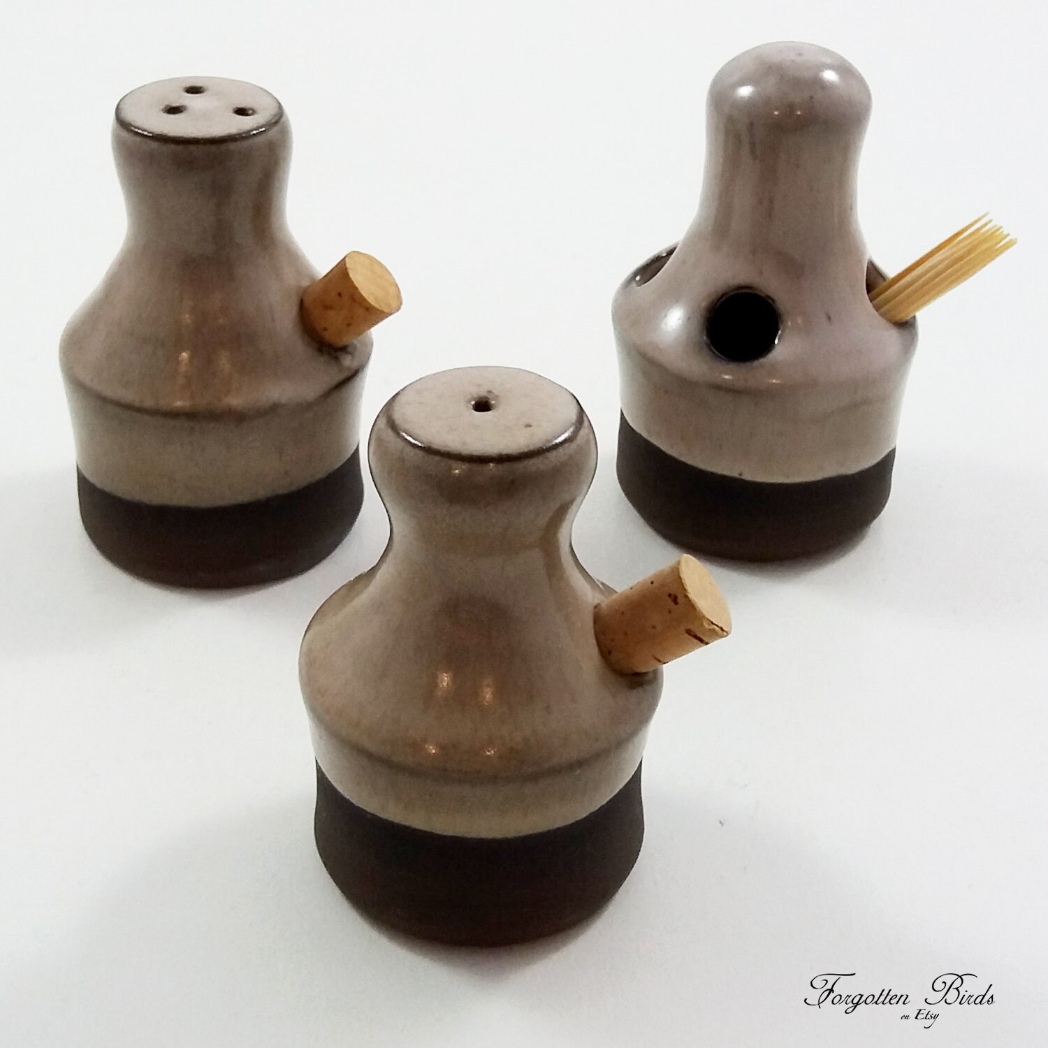 Ulla Lonow Danish Studio Pottery Salt and Pepper Shaker & Toothpick ...
