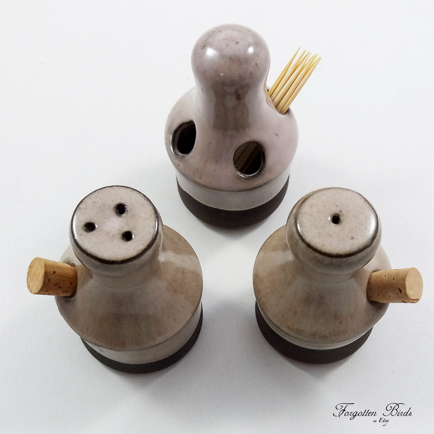 Ulla Lonow Danish Studio Pottery Salt and Pepper Shaker & Toothpick ...