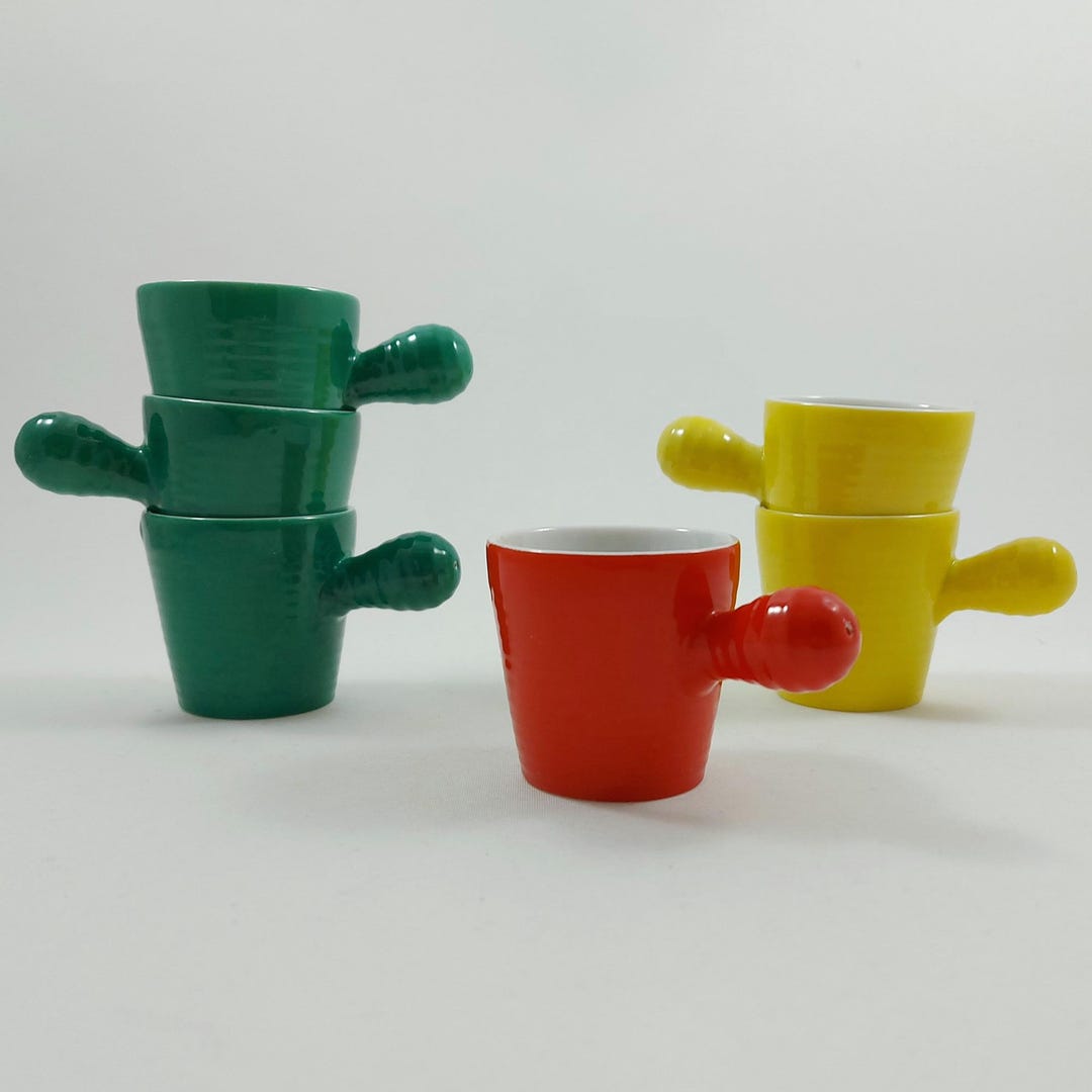 Set of 6 Vintage Stick Handle Demitasse Cups / Multicolored Small ...