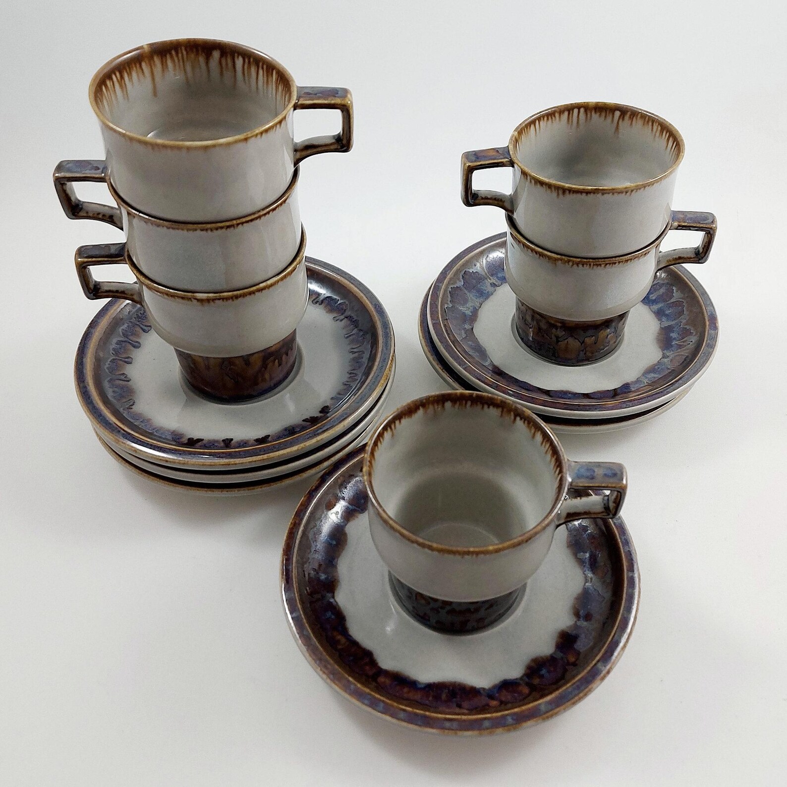 6 Sets Bing Grøndahl MEXICO Coffee Cups With Saucers / Vintage Danish ...