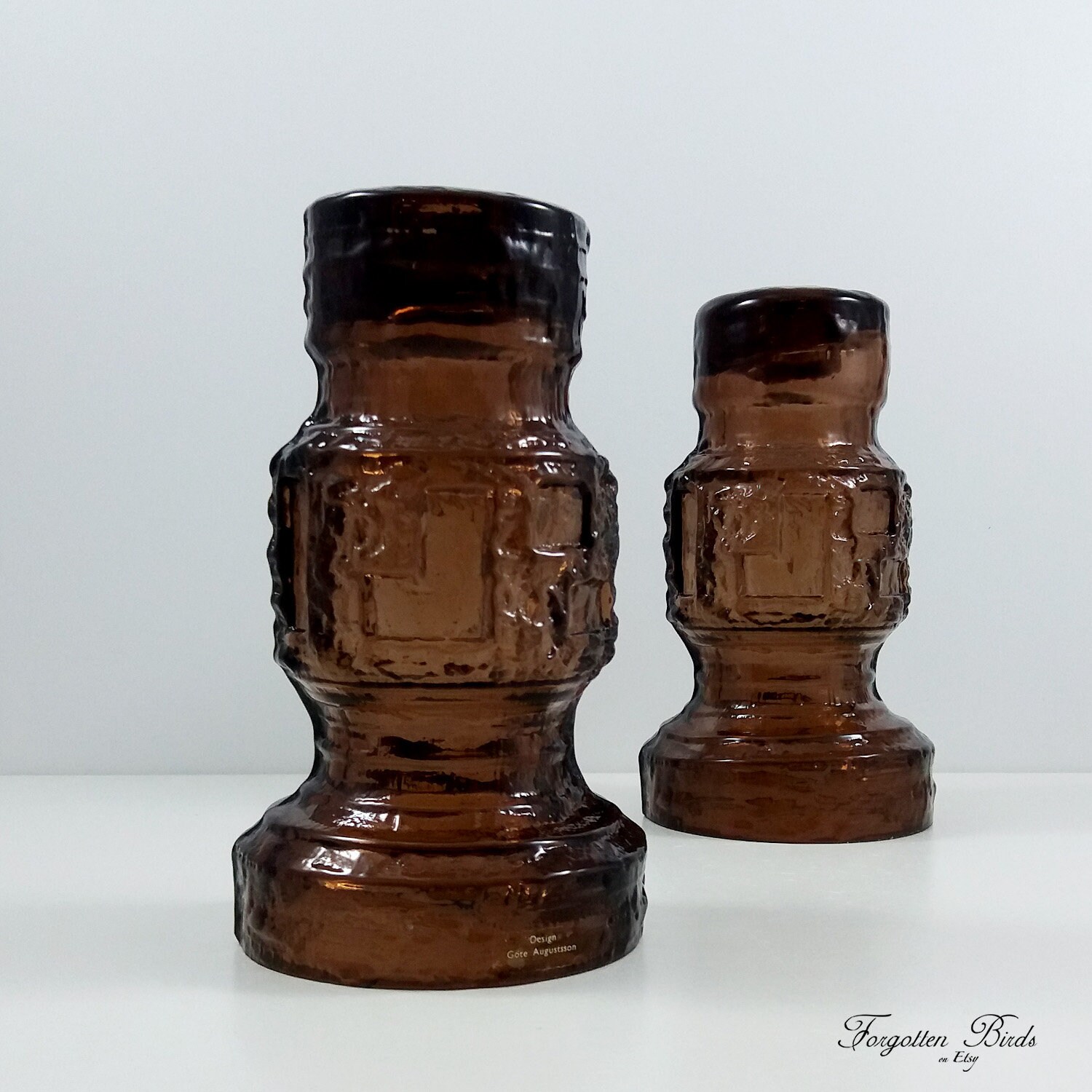 Set of 2 Ruda Glasbruk Art Glass Candle Holders by Göte | Etsy