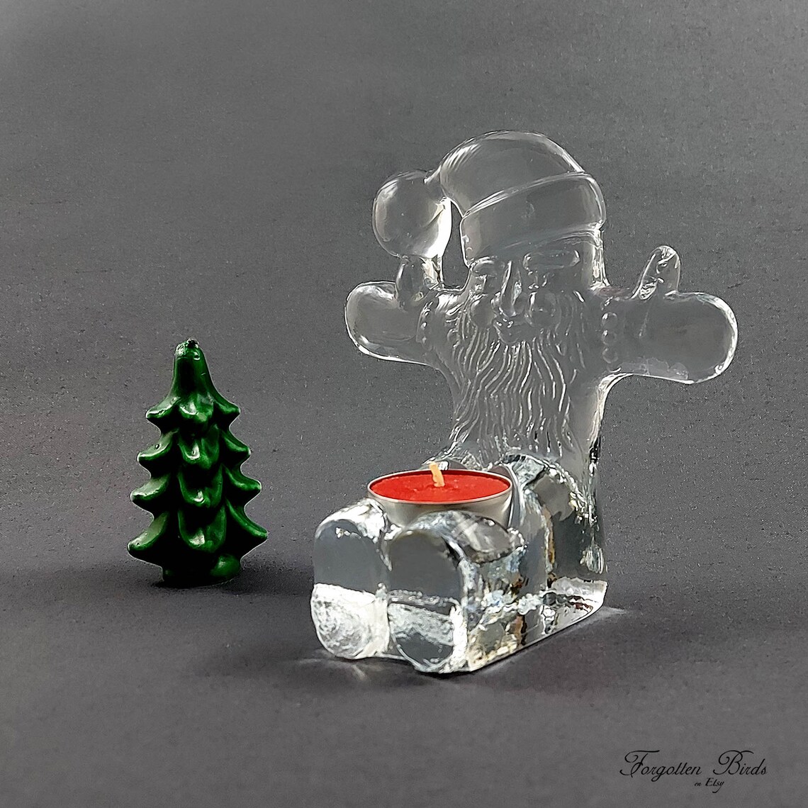 Boda of Sweden Clear Glass Santa Candle Holder / Vintage - Etsy