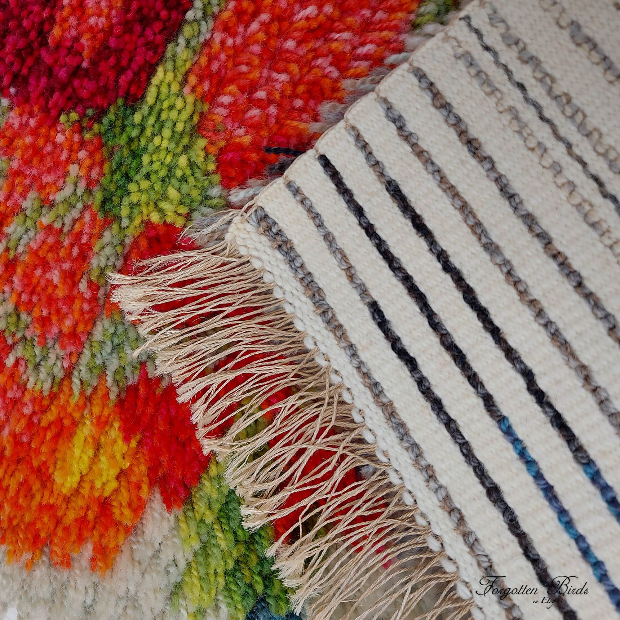 Vintage Scandinavian Rya Rug With Metal Hanger / Mid Century | Etsy