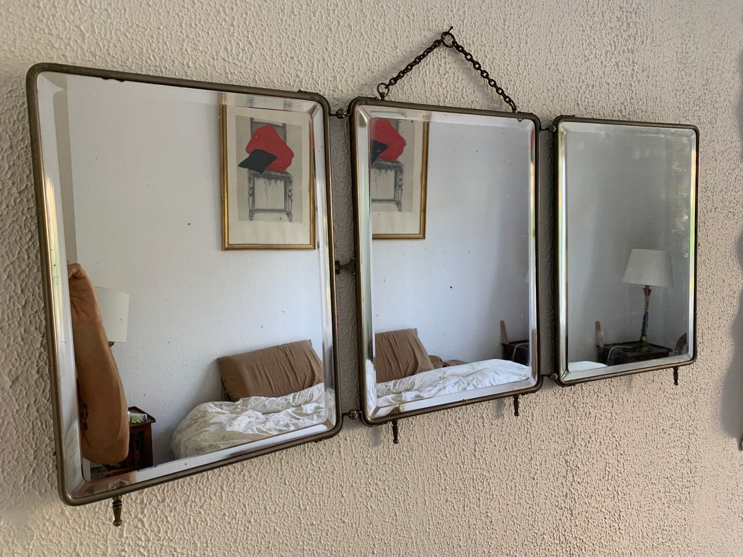 Vintage Mirror 1930 Triptych Art Deco Crystal Fabric 40 X 90 Cm - Etsy