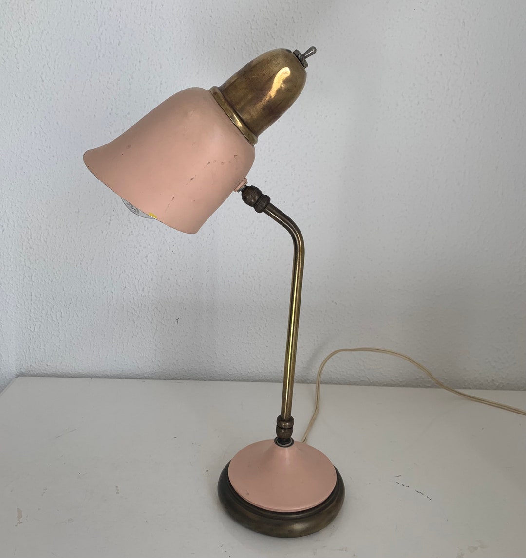 Vintage Lamp 1950 Style Golden Pink Casserole 43 Cm - Etsy
