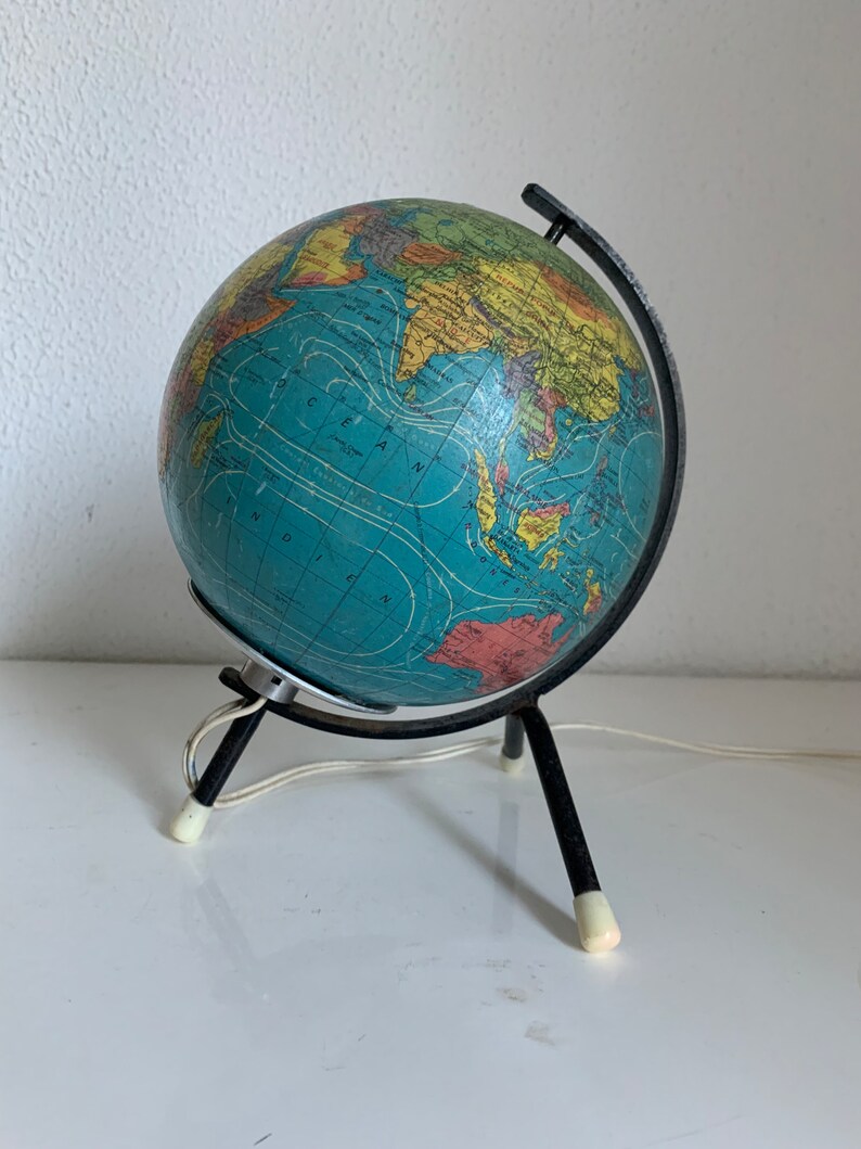 Vintage 1972 Globe, Terrestrial World Map, Glass, Tripod - 22 Cm - Etsy