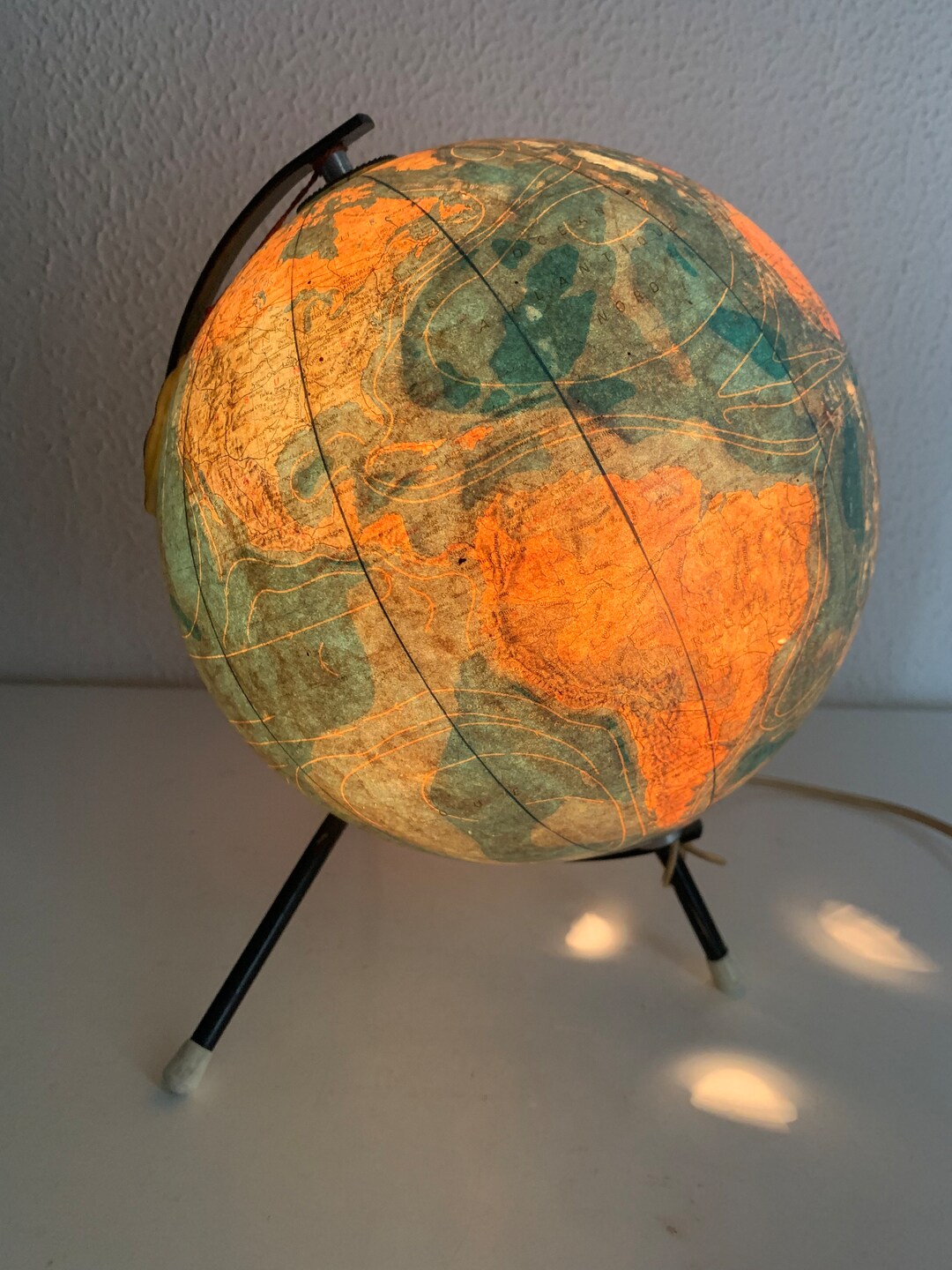 Vintage Globe 1974 Terrestrial World Map Taride Tripod 28 Cm - Etsy
