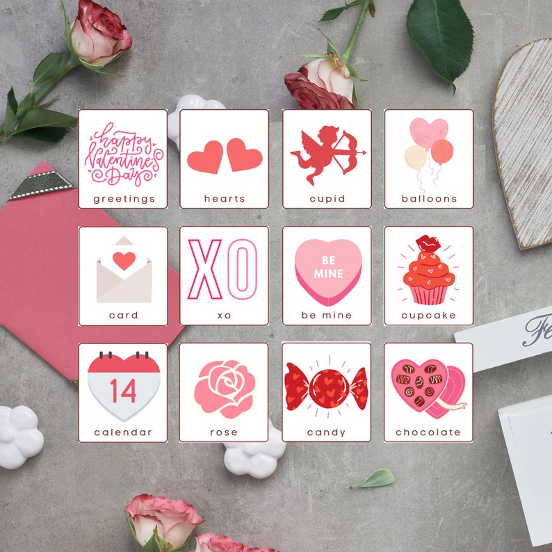 Printable Valentines Day Memory & Matching Game. Instant - Etsy