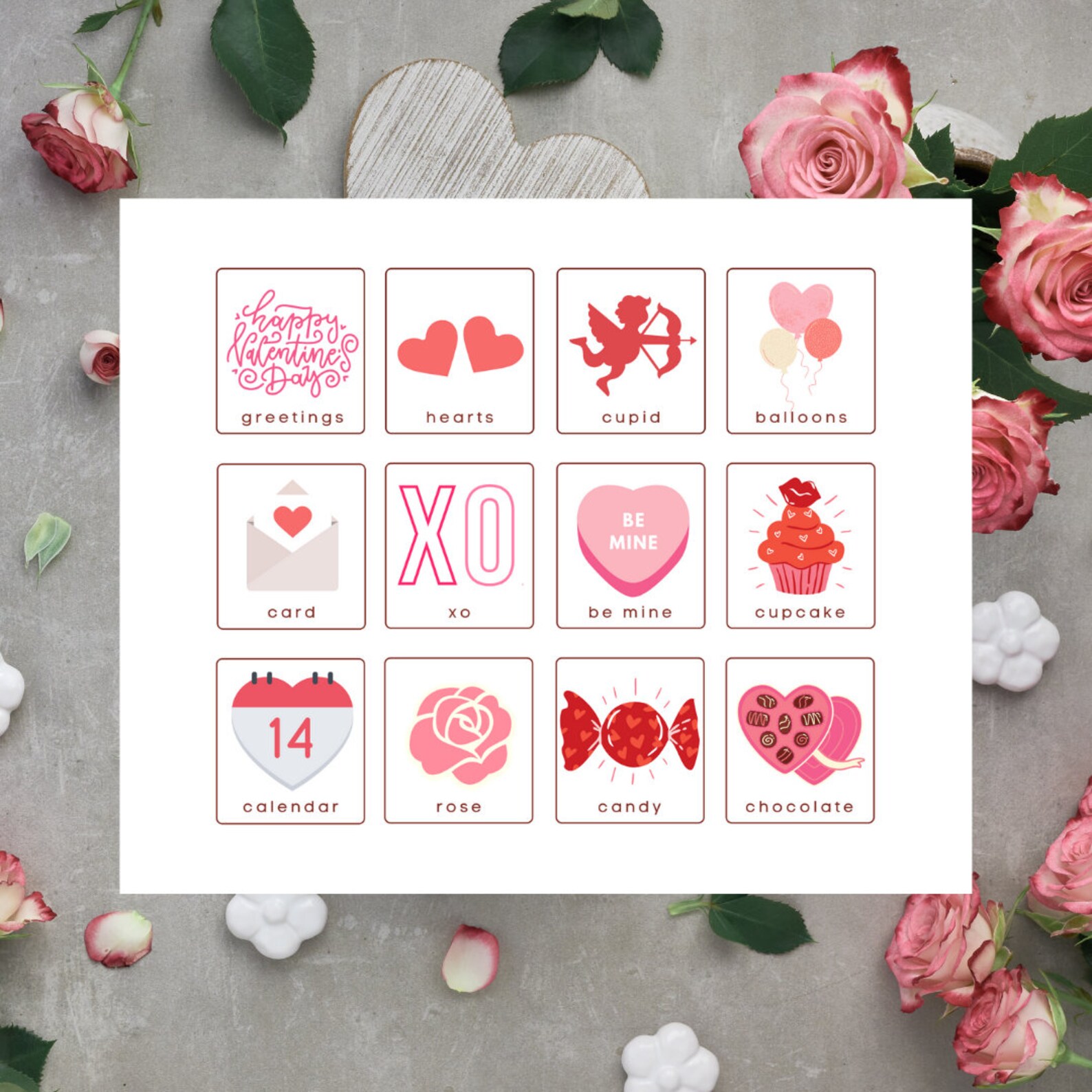 Printable Valentines Day Memory & Matching Game. Instant - Etsy