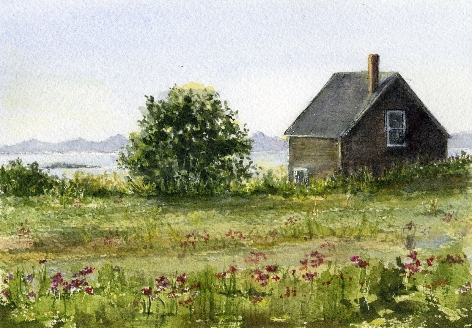 Cottage on Cape Cod Watercolor Print Print of Original - Etsy