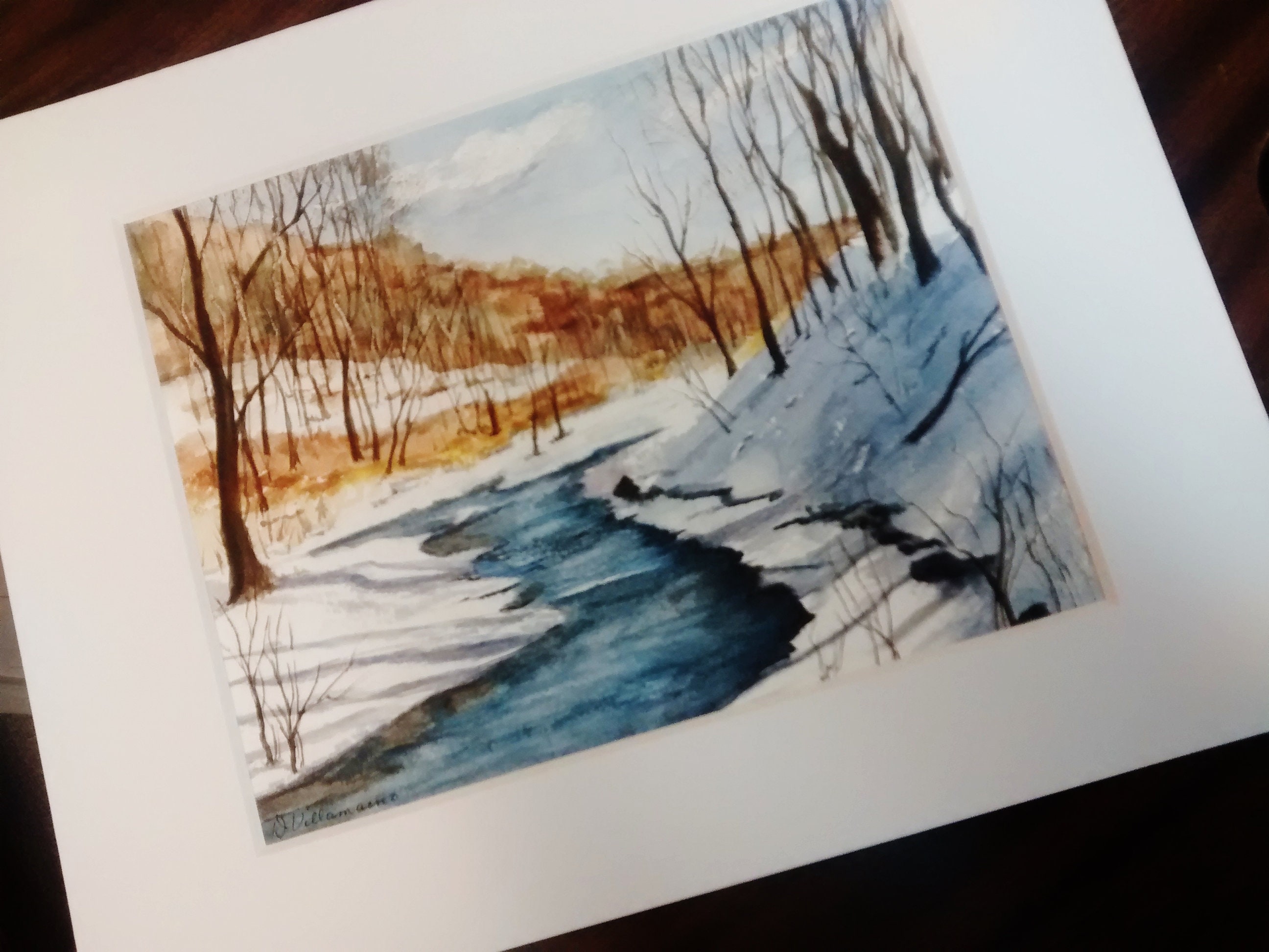 Watercolor Print Winter Landscape Snow Scene Watercolor - Etsy