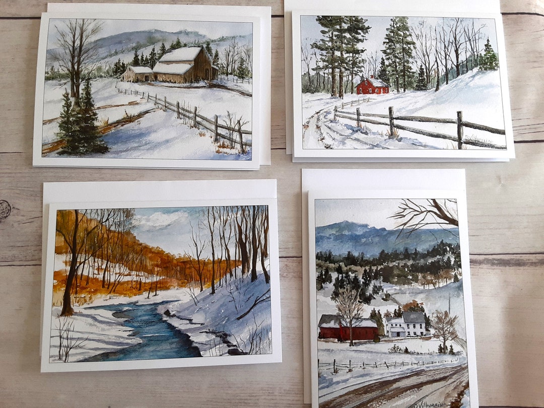 Snow Scenes Blank Cards, Winter Snow Scenery, Prints of Original ...