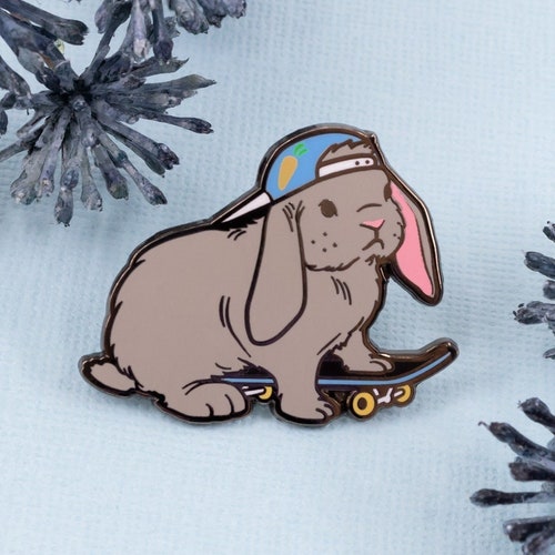 Moon Rabbit Hard Enamel Pin Gold Black Bunny Rabbit Lapel - Etsy